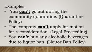 Express permission, obligation, and prohibition | PPTX