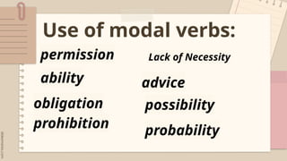 Modals and their functions for Grade 9 Lessons | PPTX