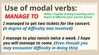 Modals and their functions for Grade 9 Lessons | PPTX
