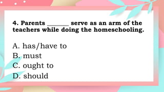 Modals used in sentences and phrases like should and must | PPTX