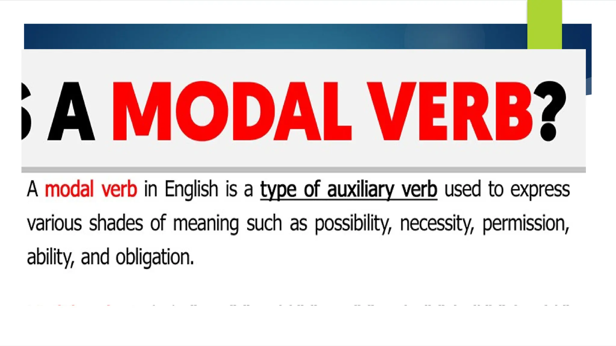 Modal Verbs Helps the main Verb express more meaning | PPT
