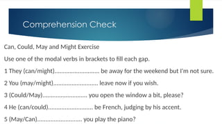 Modal Verbs Helps the main Verb express more meaning | PPT