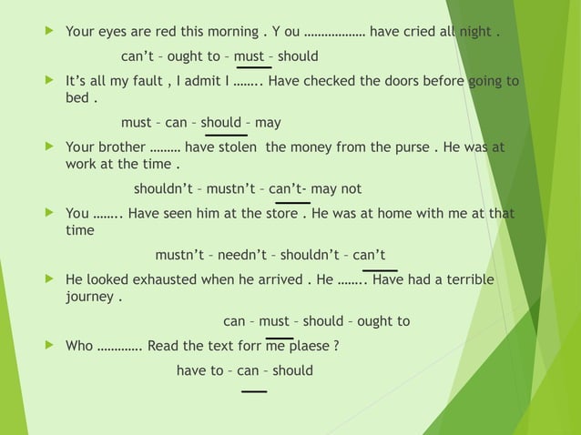 modals 2BAC ( Present / past ) All streams | PPT