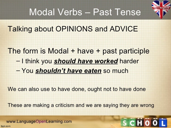 English Modals In Past Using Modals In Past Tense