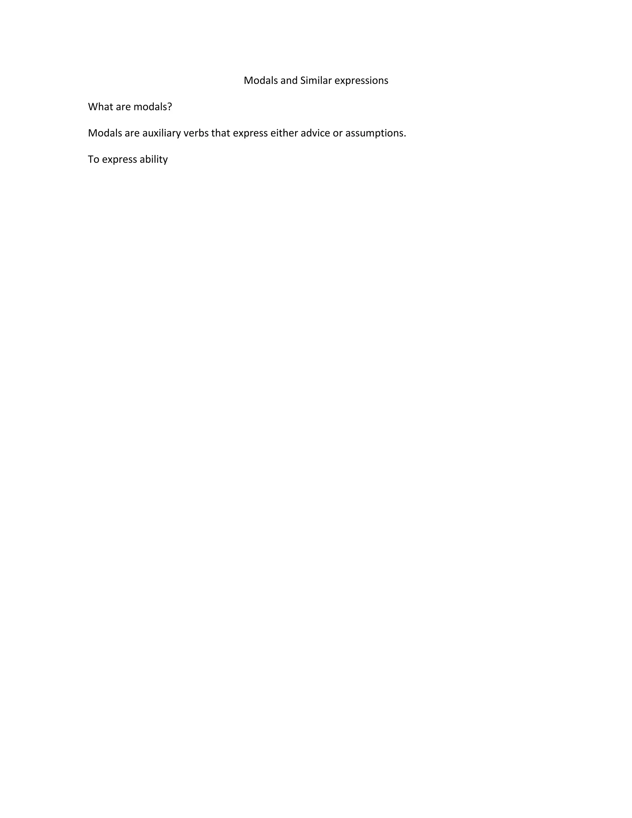 Modals and similar expressions | DOCX