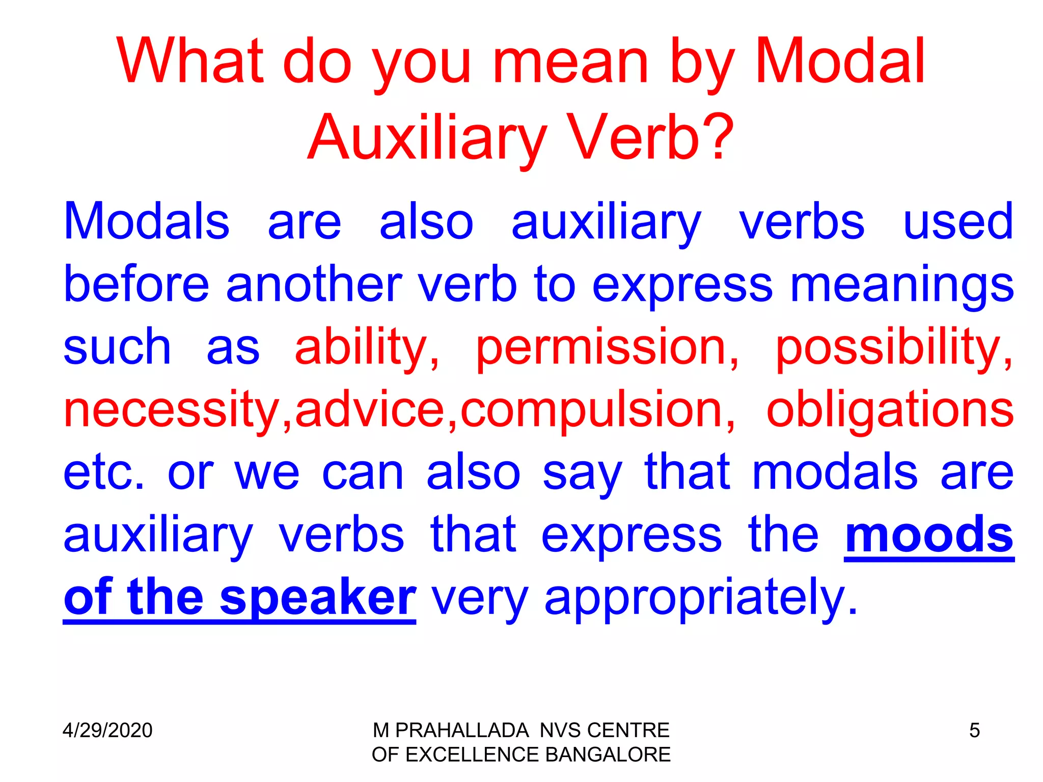 Modals auxiliary verbs | PPT