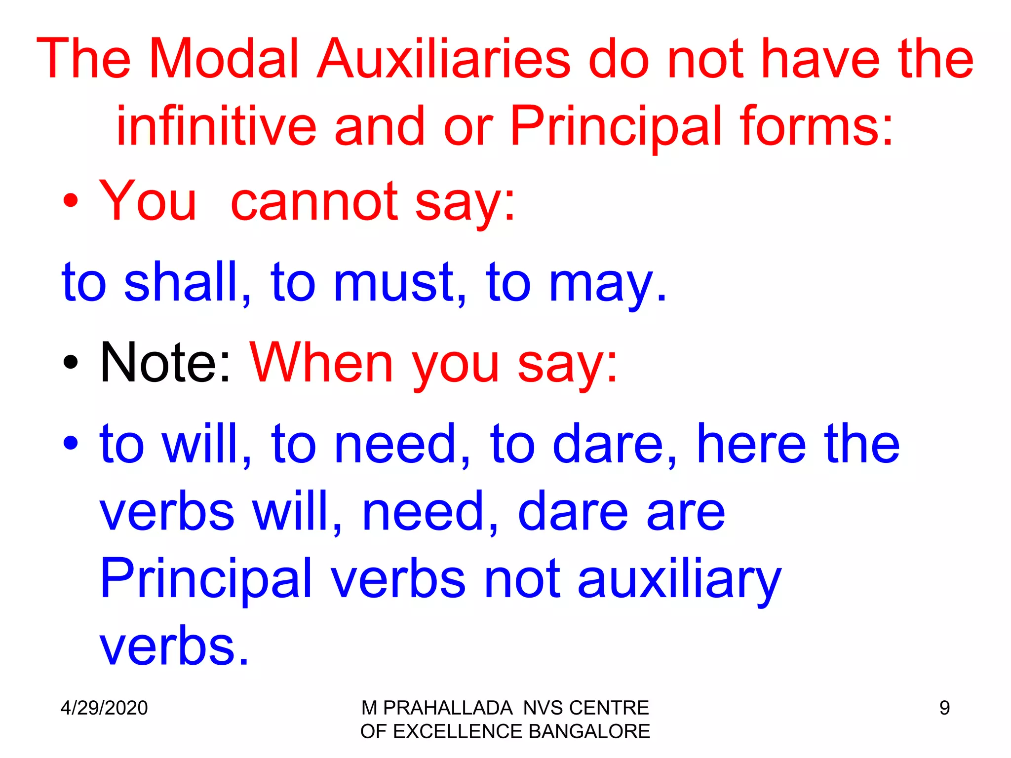 Modals auxiliary verbs | PDF