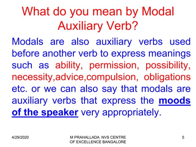 Modals auxiliary verbs | PDF