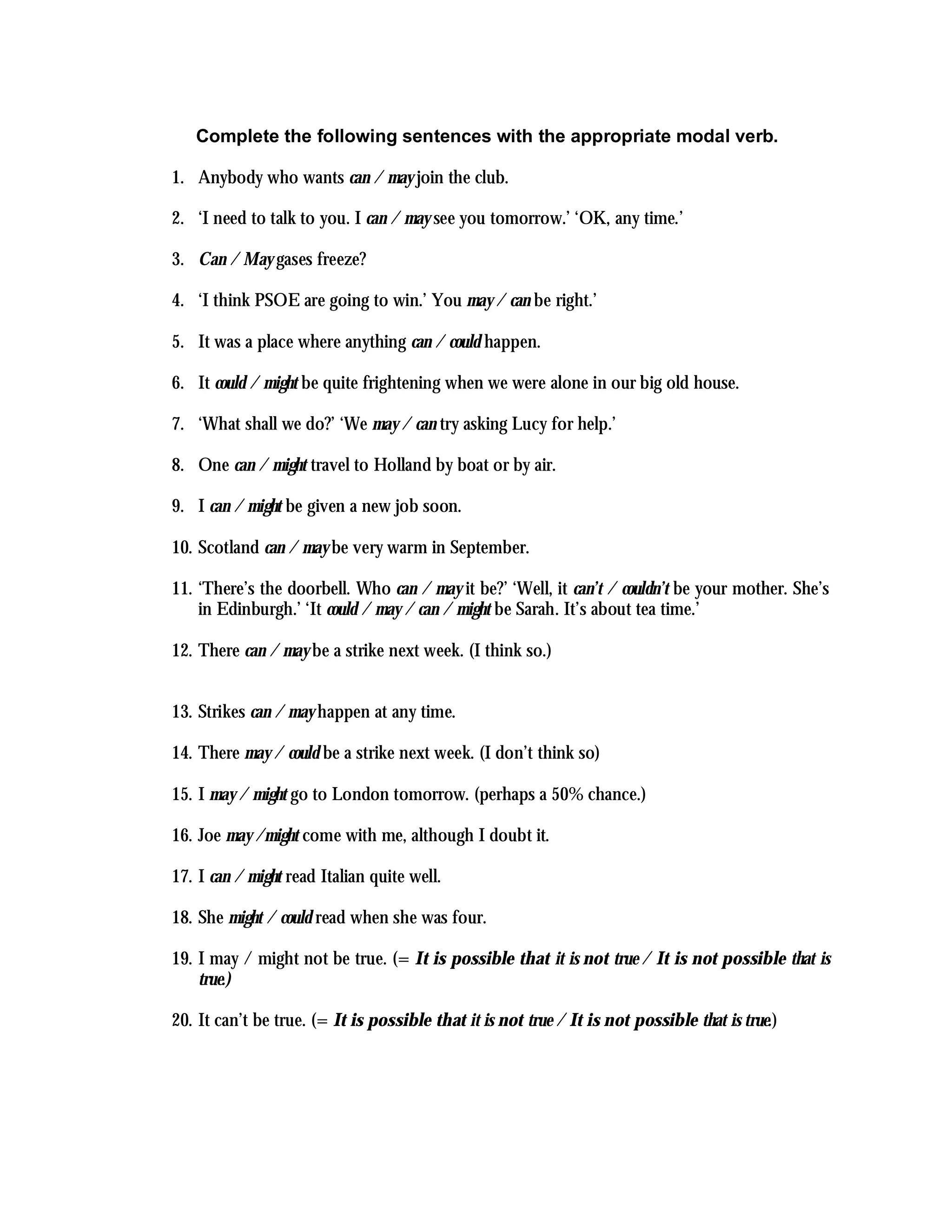 Modals Exercise | PDF Modals Exercise | PDF