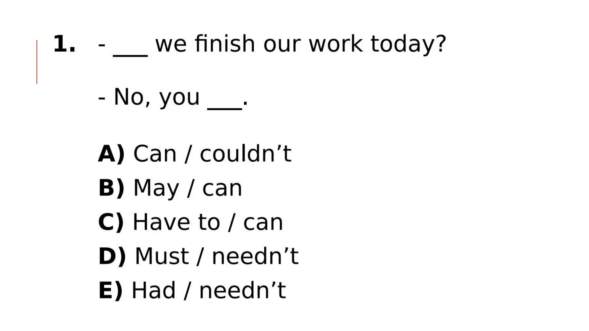 Grade 8 Exercises on Modals (multiple choice) | PPTX