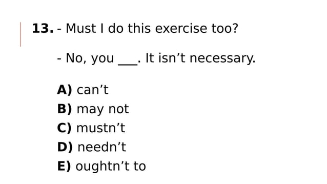 Grade 8 Exercises on Modals (multiple choice) | PPTX