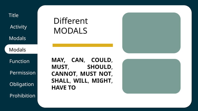 MODALS , MODAL VERBS IN ENGLISH 9 LESSON 1 q1 | PPT