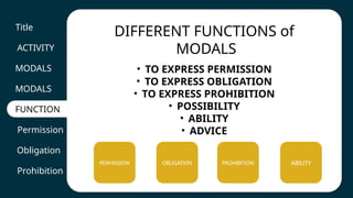 MODALS , MODAL VERBS IN ENGLISH 9 LESSON 1 q1 | PPT