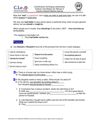 Modals of advice class in english | PDF