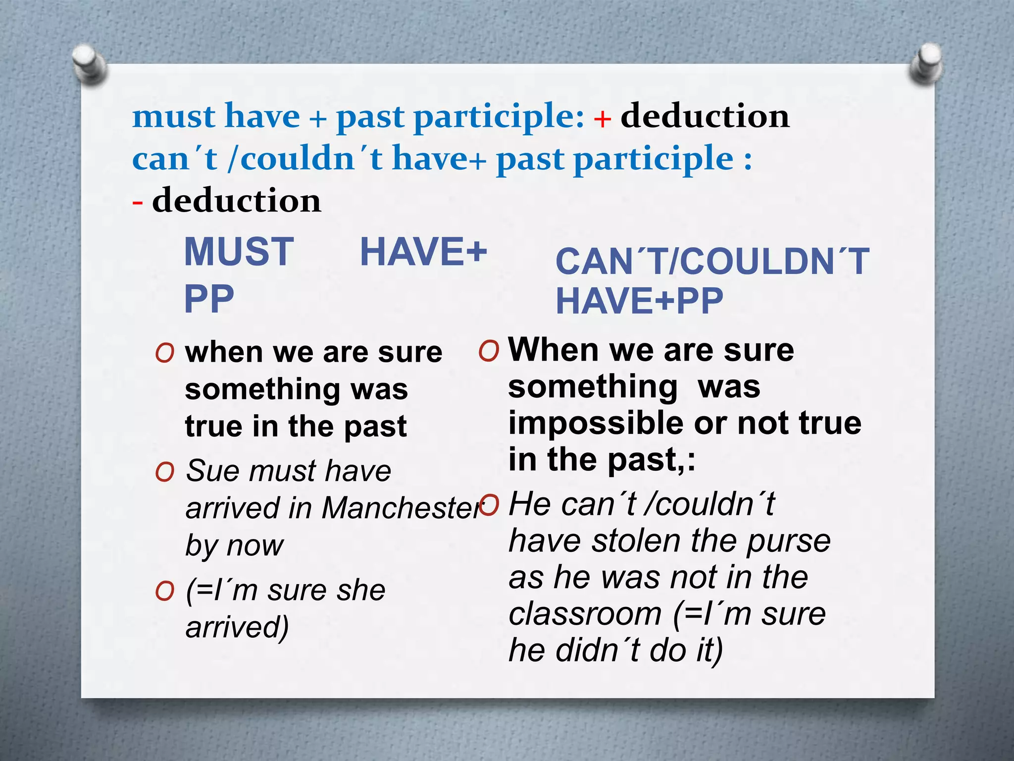 Modals and expressions of deduction | PPTX
