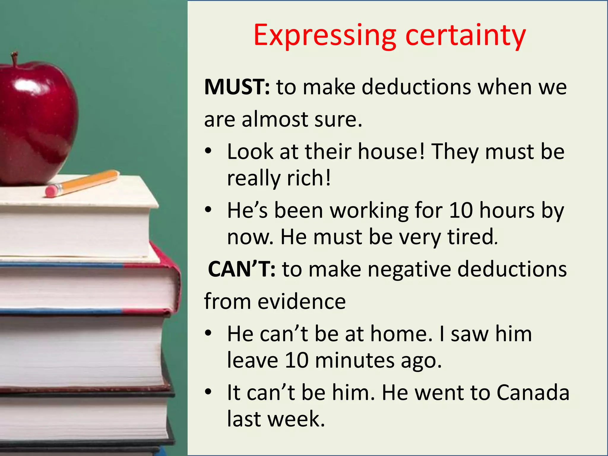 Modals of deduction present | PPT
