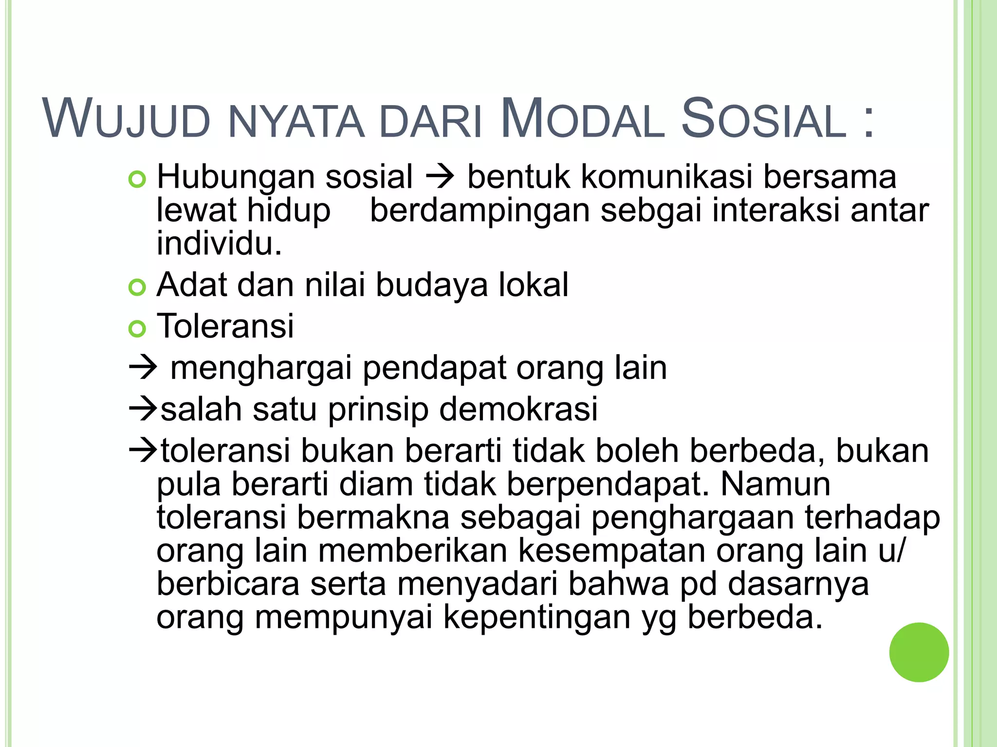 Modal sosial dalam pembangunan fd | PPTX