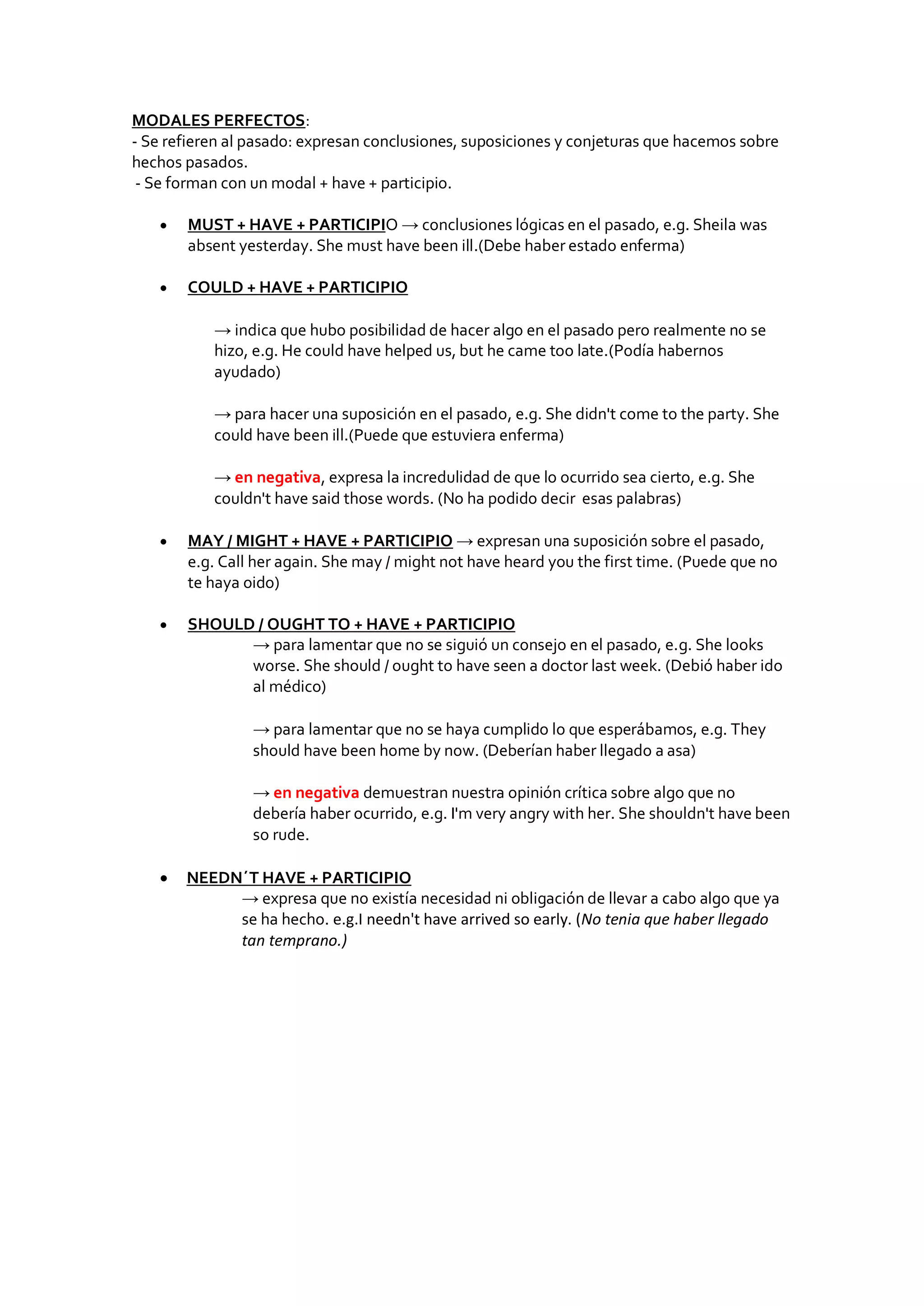Modals Outline Spanish | PDF