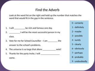 MODALS VERBS AND ADVERBS PART TWO POWERPOINT | PPTX