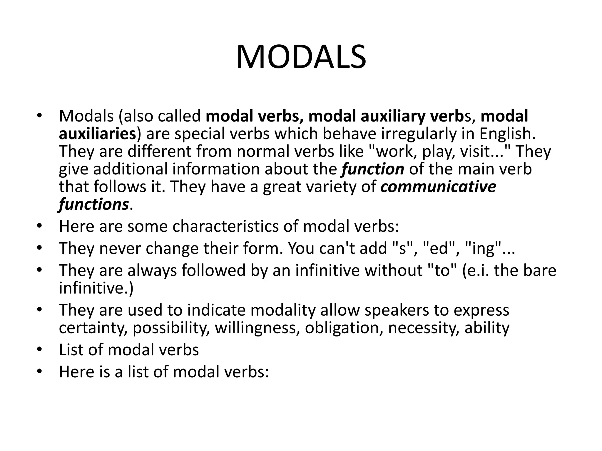 Modals presentation | PPTX