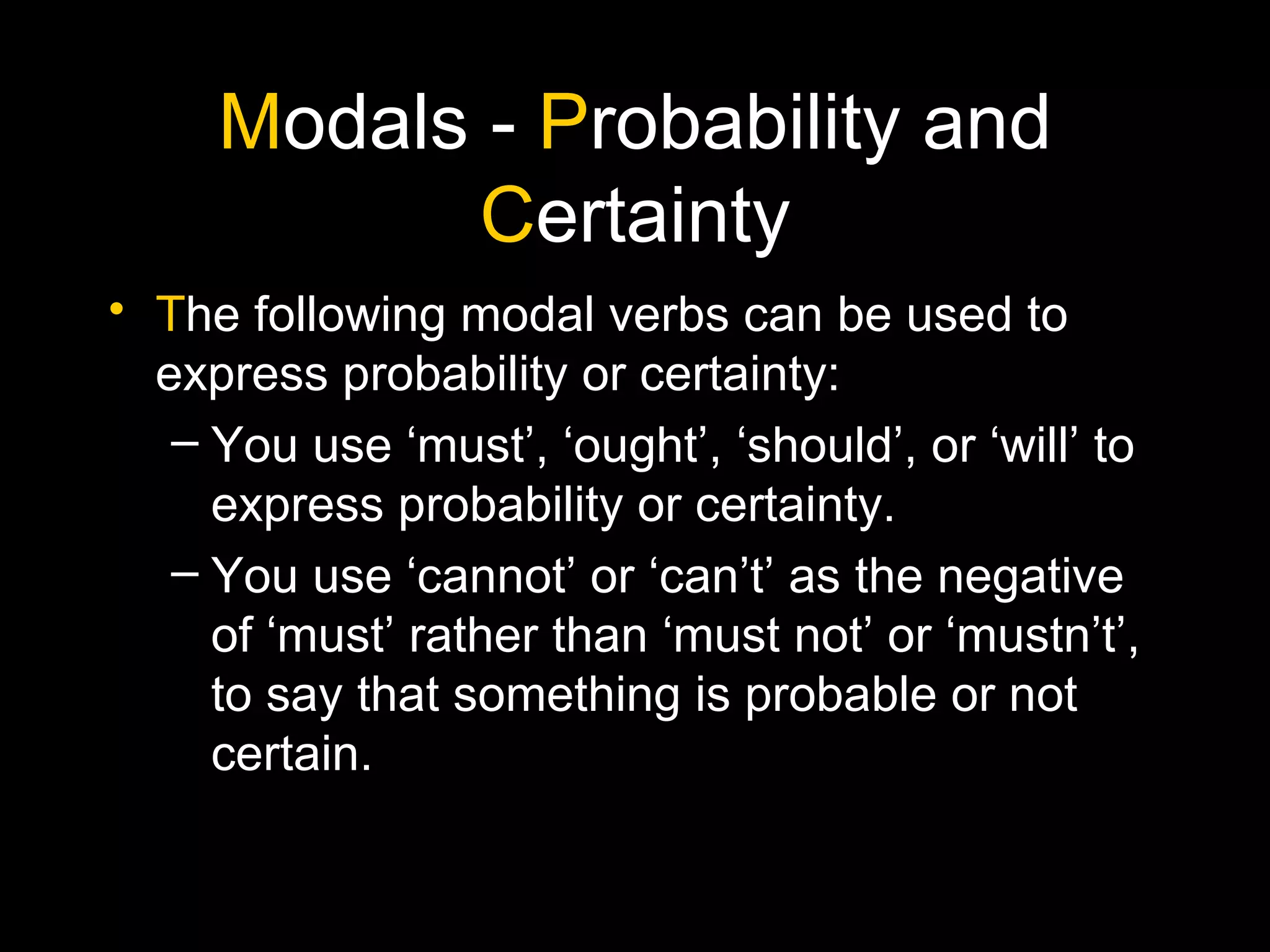 Modals - Probability and Certainty | PPT