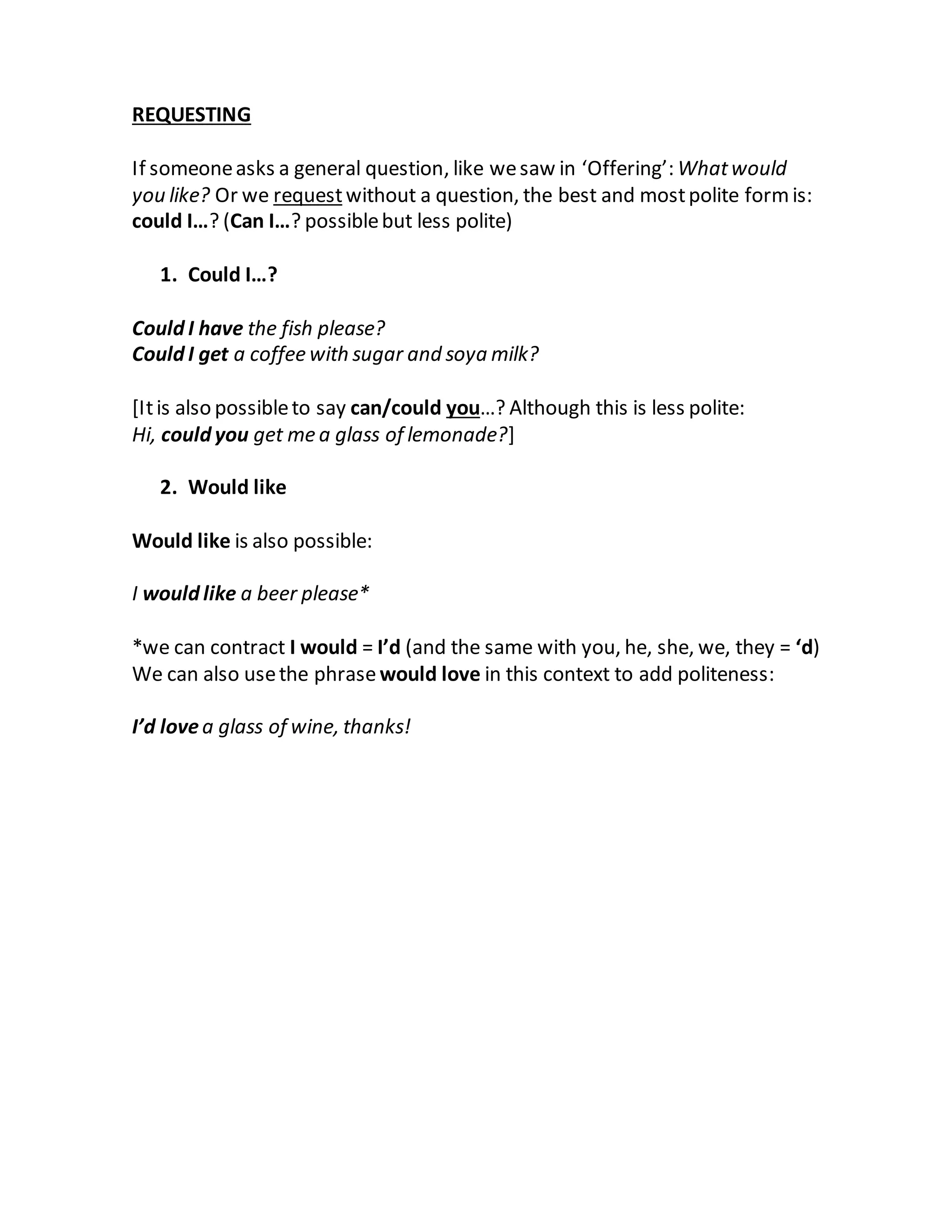 Modals: Offering and Requesting | PDF