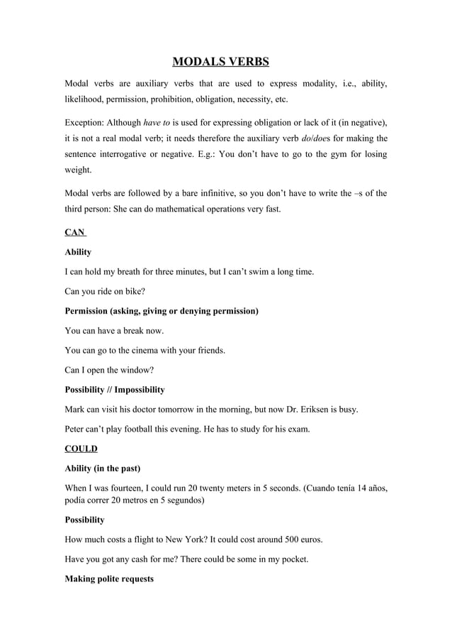 Modals verbs | PDF