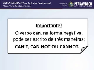Modal verb can ( permission ), English. Excelente matéria. | PPT