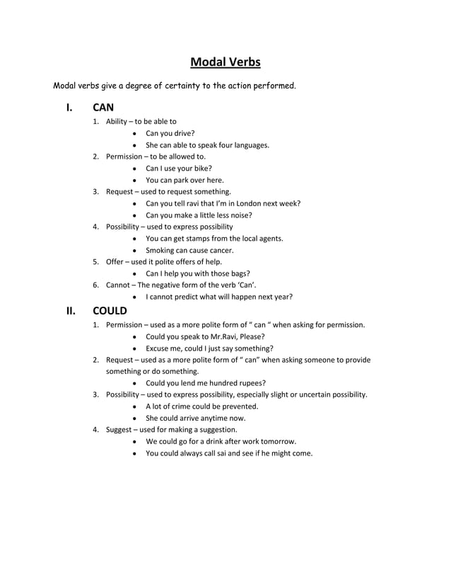 Modal verbs | PDF