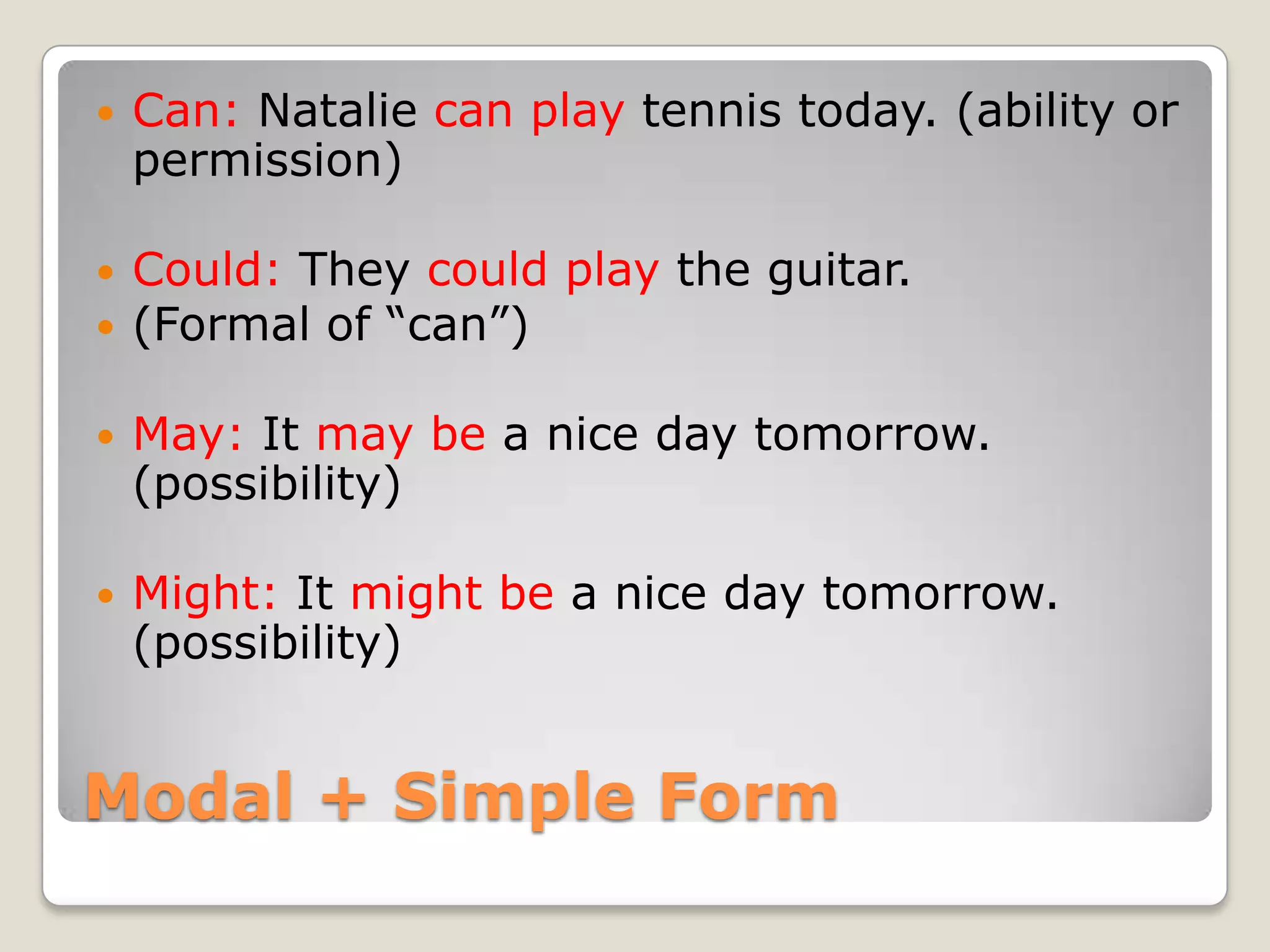 Modal verbs... | PPT