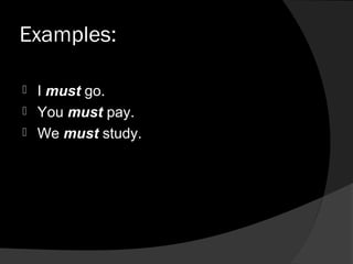 Modal Auxiliary Verbs: Must. | PPT