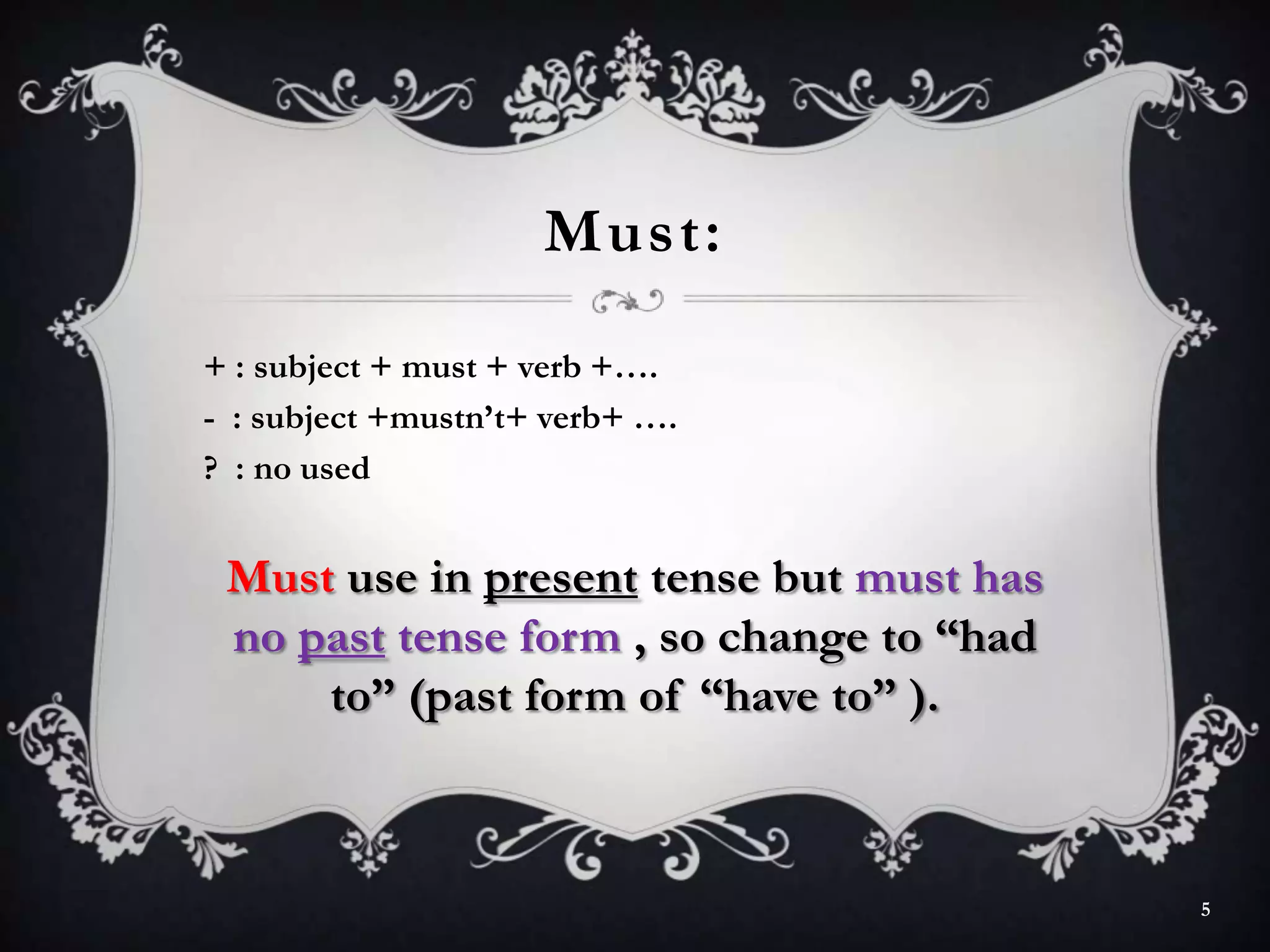 Modal verbs-must/have to- should/ought to-may/might/must/can have p.p ...