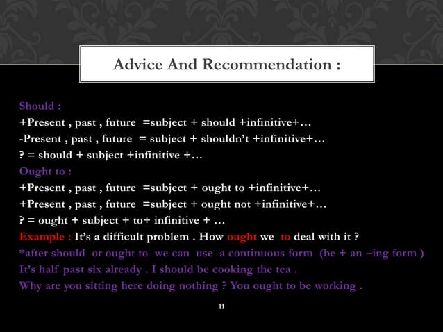 Modal verbs-must/have to- should/ought to-may/might/must/can have p.p ...