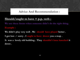 Modal verbs-must/have to- should/ought to-may/might/must/can have p.p ...