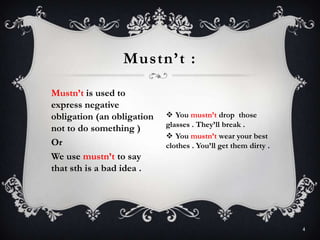 Modal verbs-must/have to- should/ought to-may/might/must/can have p.p ...