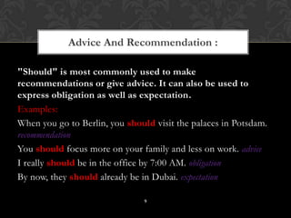 Modal verbs-must/have to- should/ought to-may/might/must/can have p.p ...