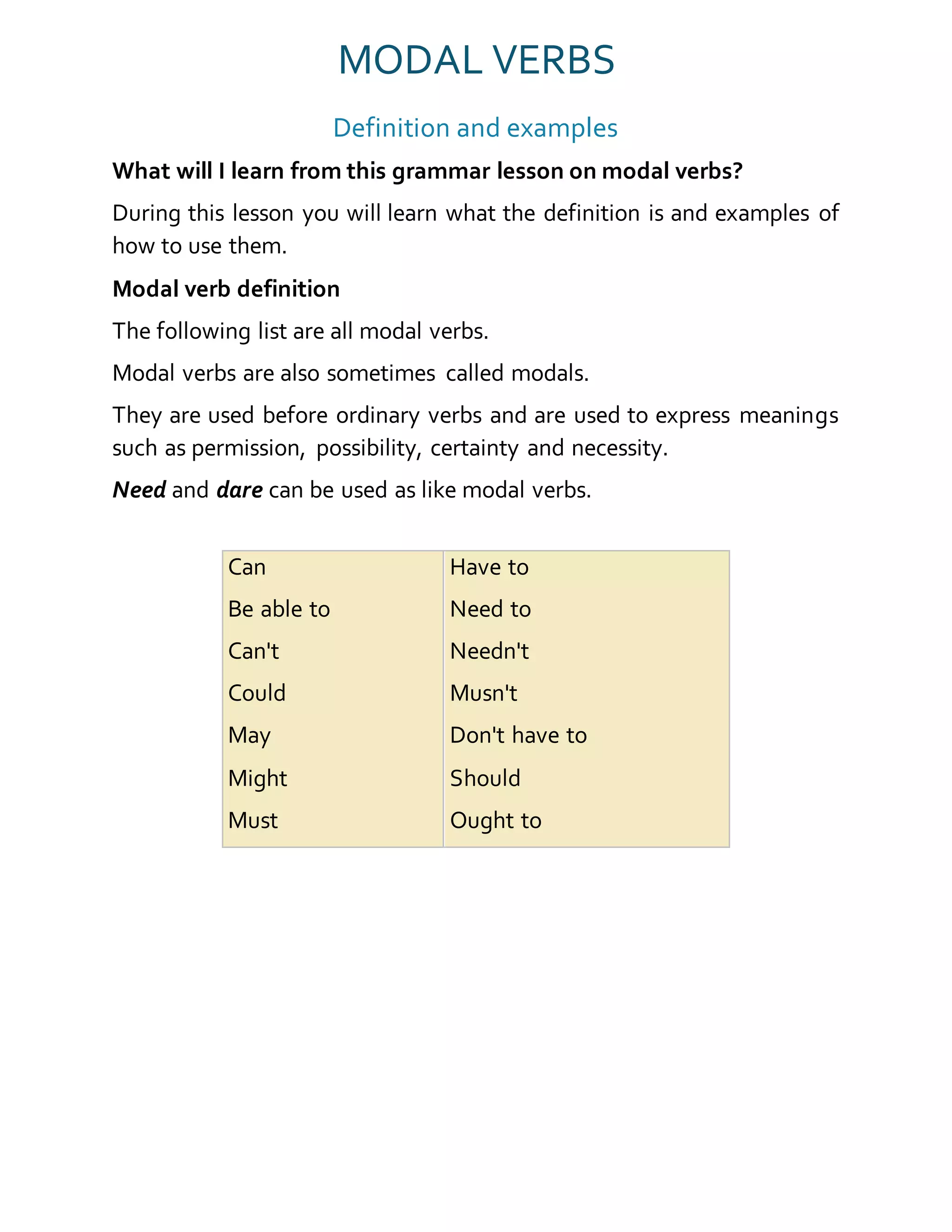 Modal verbs | DOCX