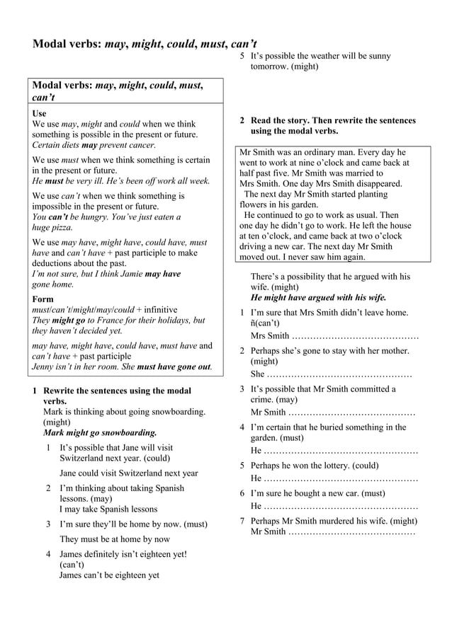 Modal verbs. Possibility and certainty | DOC