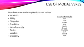 Modal verbs | PPTX | Programming Languages | Computing