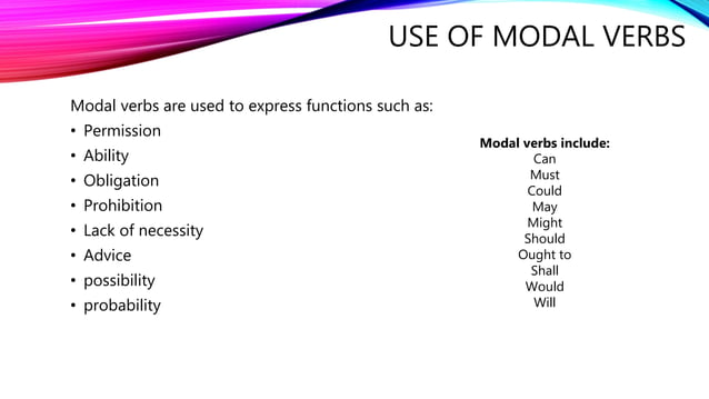 Modal verbs | PPTX | Programming Languages | Computing