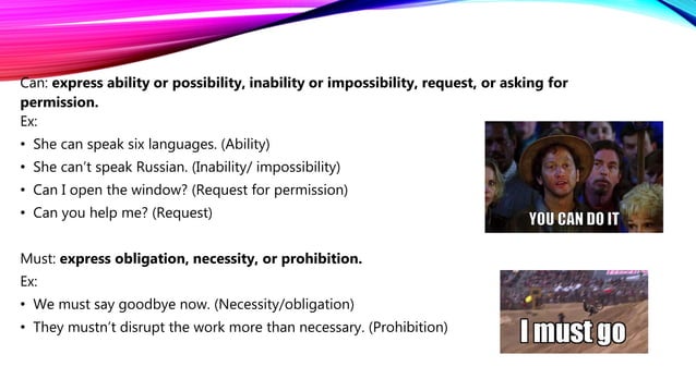 Modal verbs | PPTX | Programming Languages | Computing