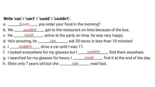 Modal verbs can and could (also able to) | PPTX