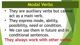 Modal Verbs: examples and extension exercises | PPTX