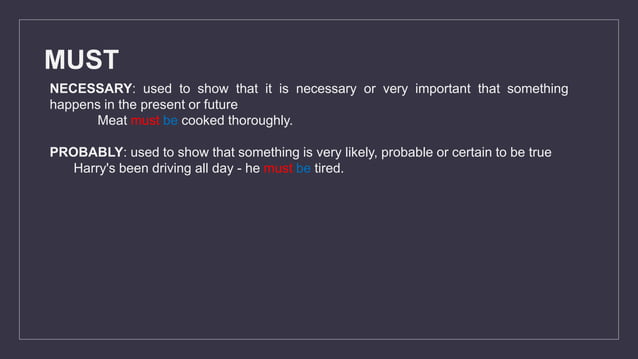 English lesson on Modal Verbs - Text and grammar | PPT
