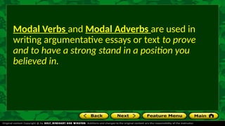 modal verbs and adverbs are one of a language features in an ...