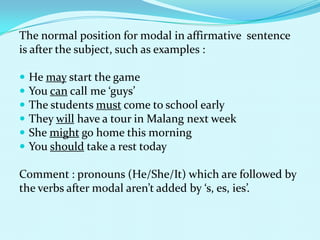 Modal verbs (auxiliaries) | PPTX