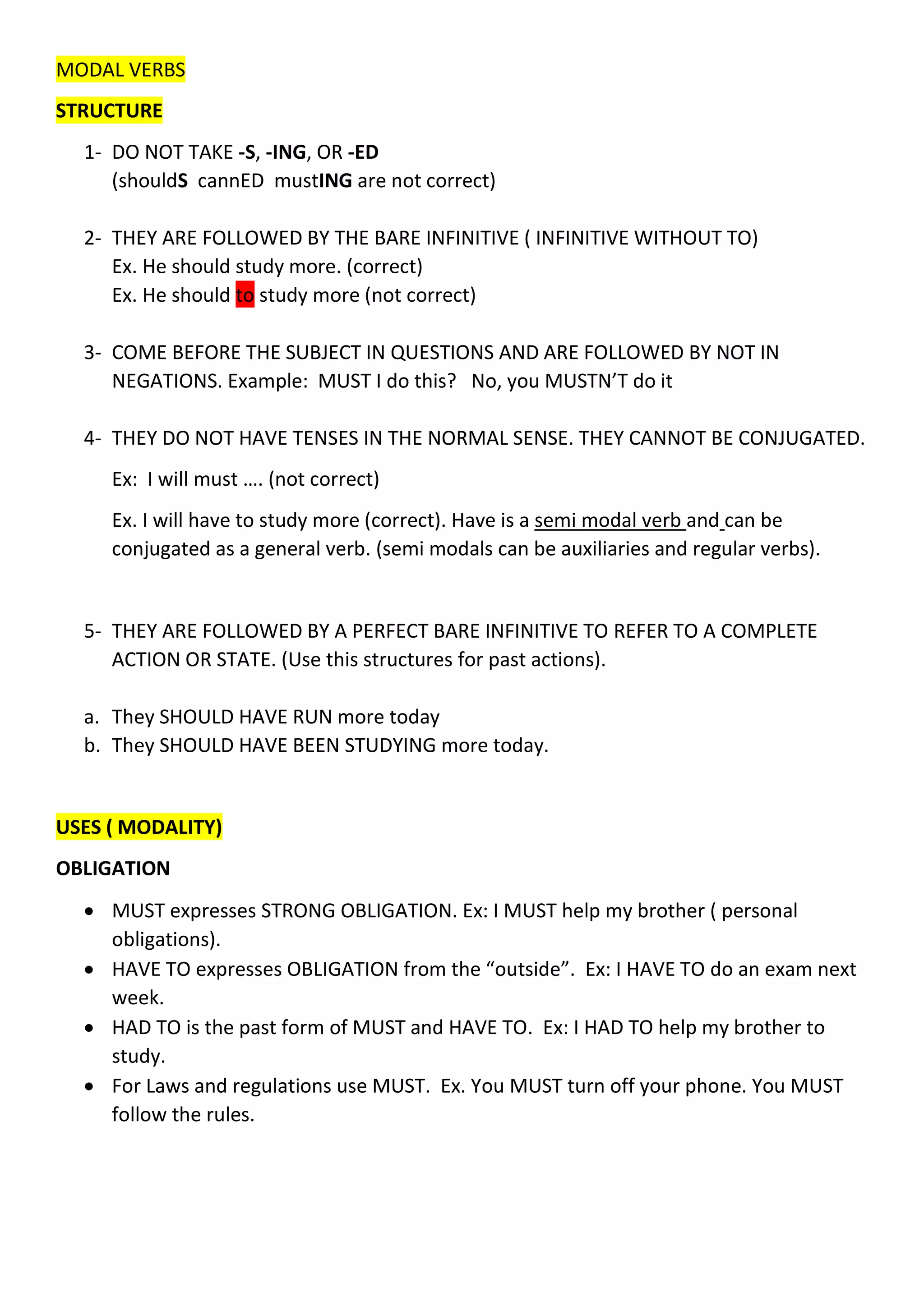 Modal verbs bachillerato | PDF