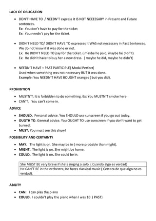 Modal verbs bachillerato | PDF