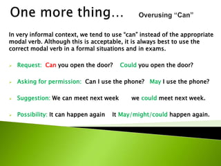 Modal verbs can, could, might, may | PPTX
