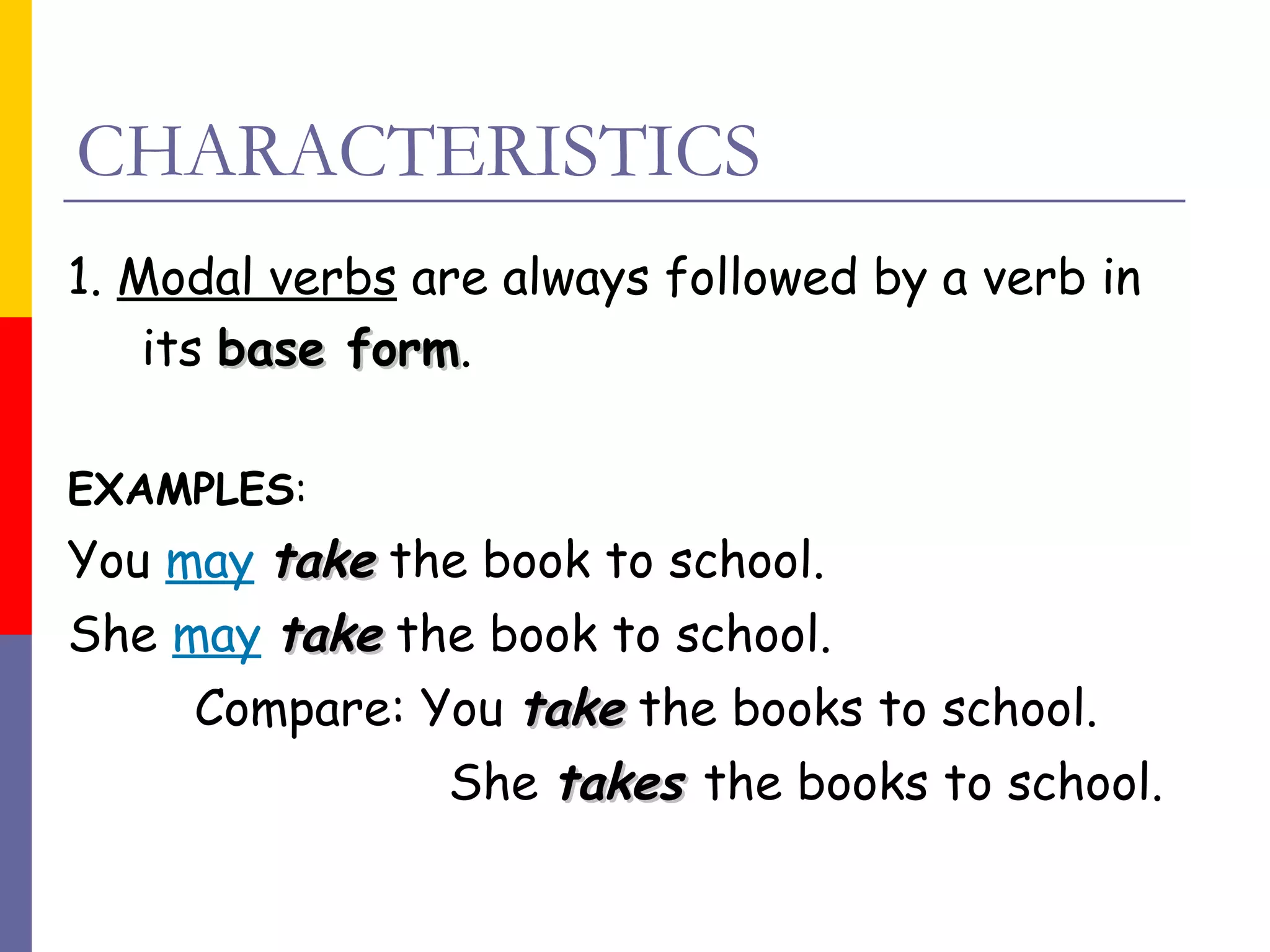 Modal verbs_characteristics | PPT